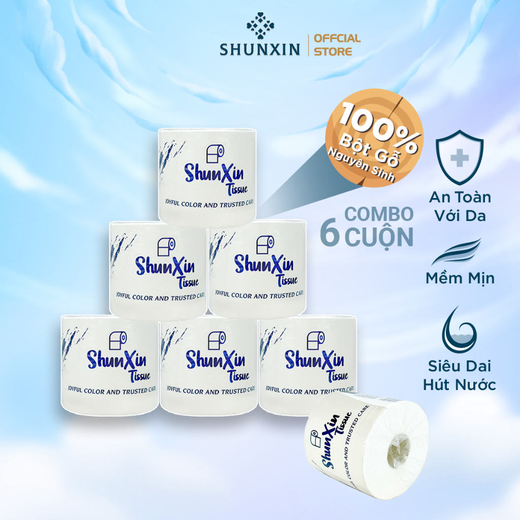 Combo 6 cuộn giấy vệ sinh Shunxin 4 lớp an toàn khăn giấy cuộn siêu rẻ ...