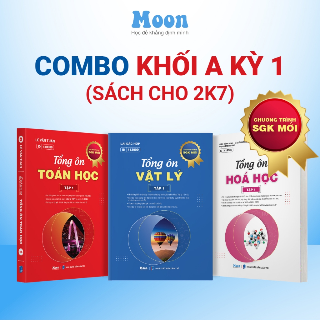 Sách 12 chương trình SGK mới : Combo tổng ôn khối A,B,C,D ôn thi thpt quốc gia, đgnl Moonbook ...