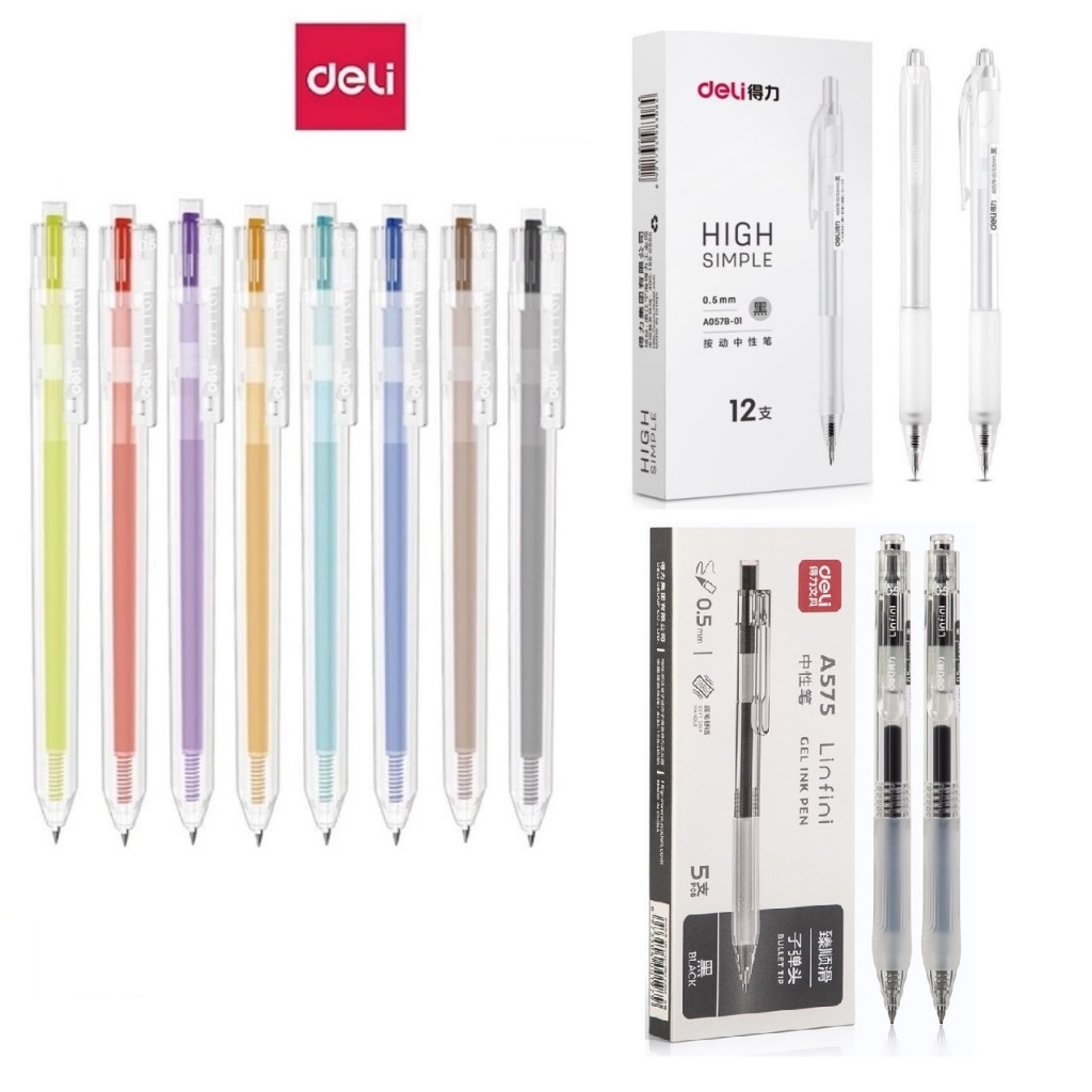 Bút gel bấm Deli nhiều màu G118 / Bút gel Deli thân Trong G118 A575 ...