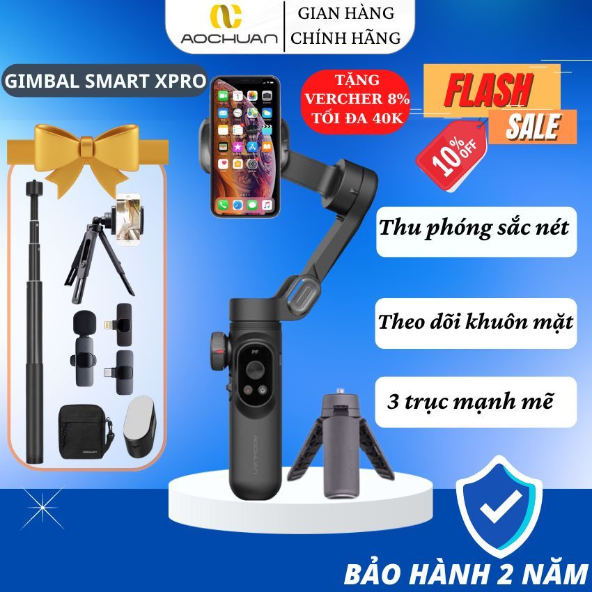 Gimbal AOCHUAN SMART X PRO - Tích hợp sạc không dây - Pin 3200 mAh Gậy quay phim chống rung ...