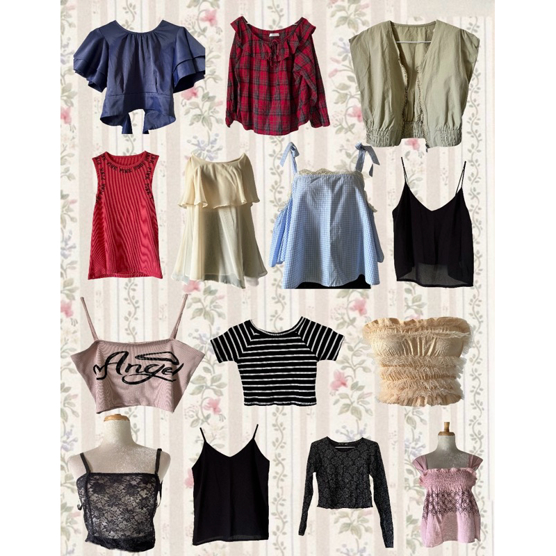 [2HAND áo] áo nữ kiểu streetfashion gothic mori coquette fairy H400-H395-H396-H397-H402-H403 ...