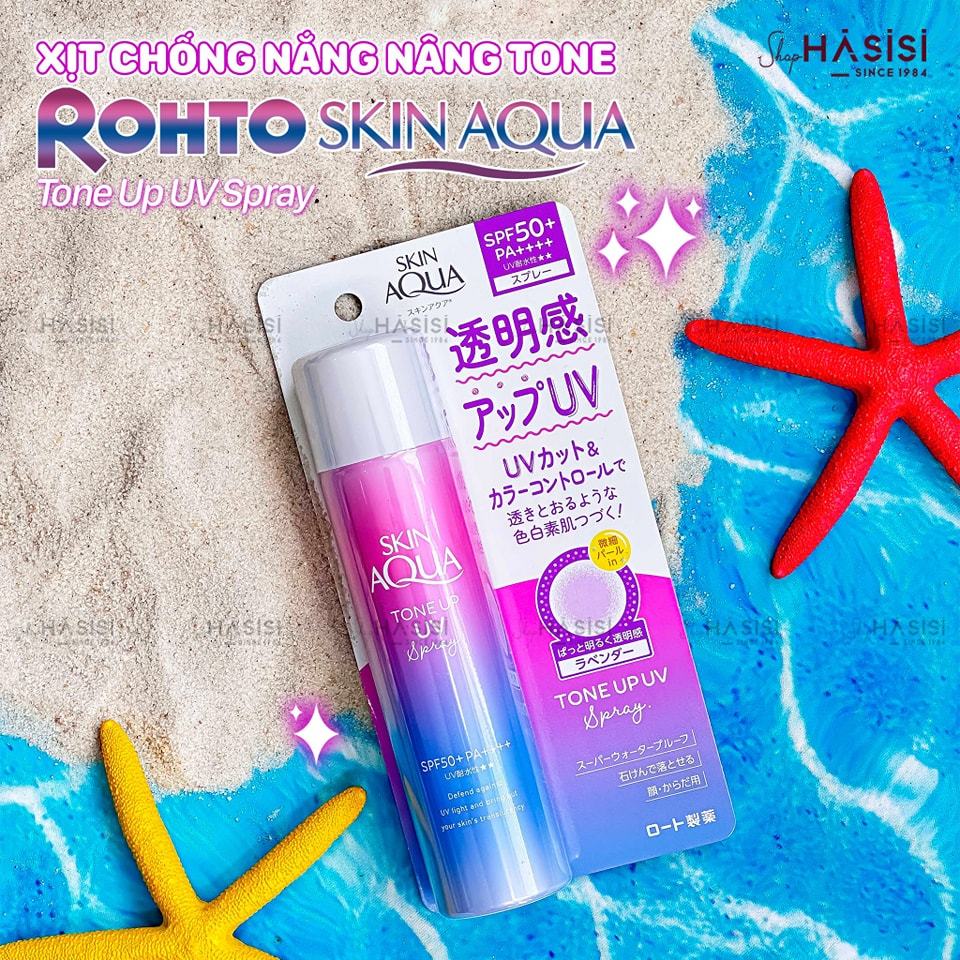 Xịt Chống Nắng Nâng Tông ROHTO - Skin Aqua Tone Up UV Spray SPF50+/PA++++ 70g | Shopee Việt Nam