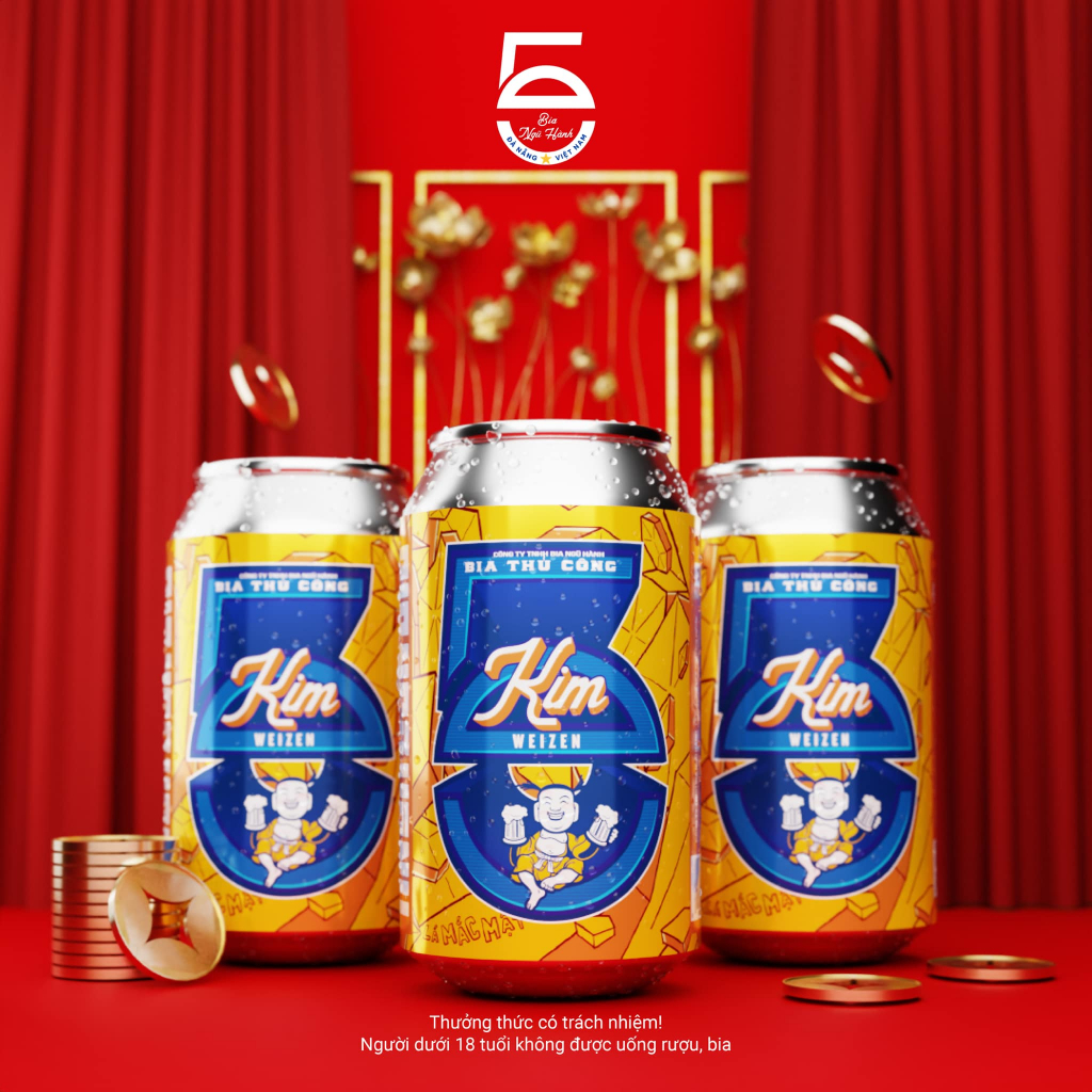 Thùng Bia Kim lon 330ml x 20 /Bia Ngũ Hành/Bia thủ công/Bia lon, độ cồn 4.6%/Craft beer/Weizen ...