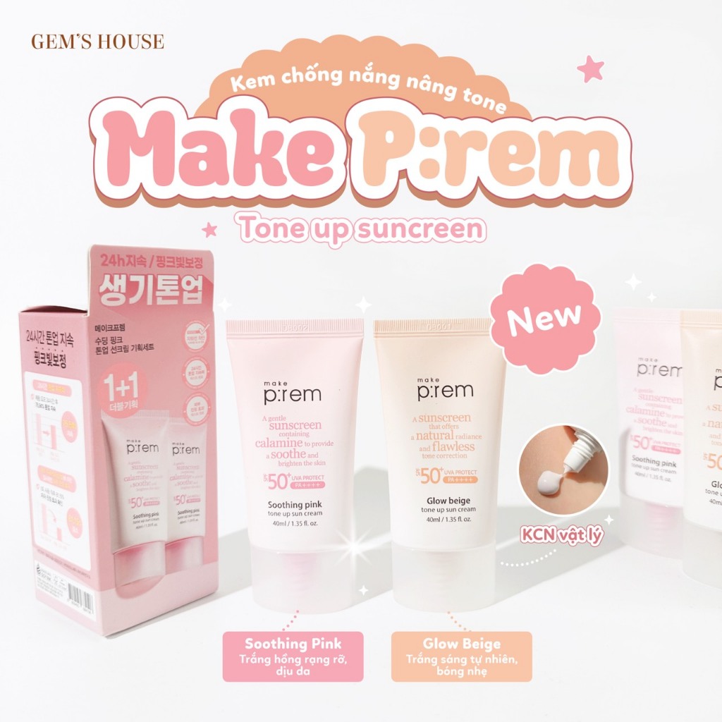 Kem chống nắng Make Prem (mẫu mới) Make P:rem nâng tông 40ml (Tách set ...
