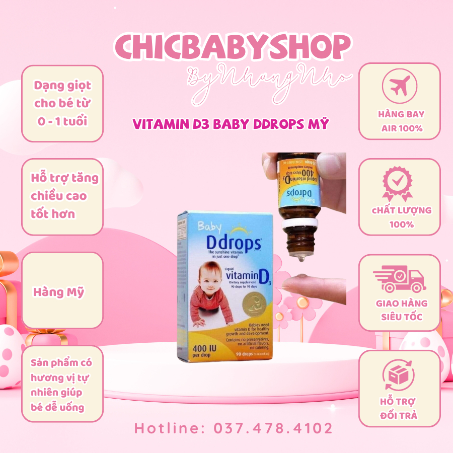 Vitamin D3 Baby Ddrops dạng giọt cho bé từ 0 - 1 tuổi 2,5ml của Mỹ | Shopee Việt Nam