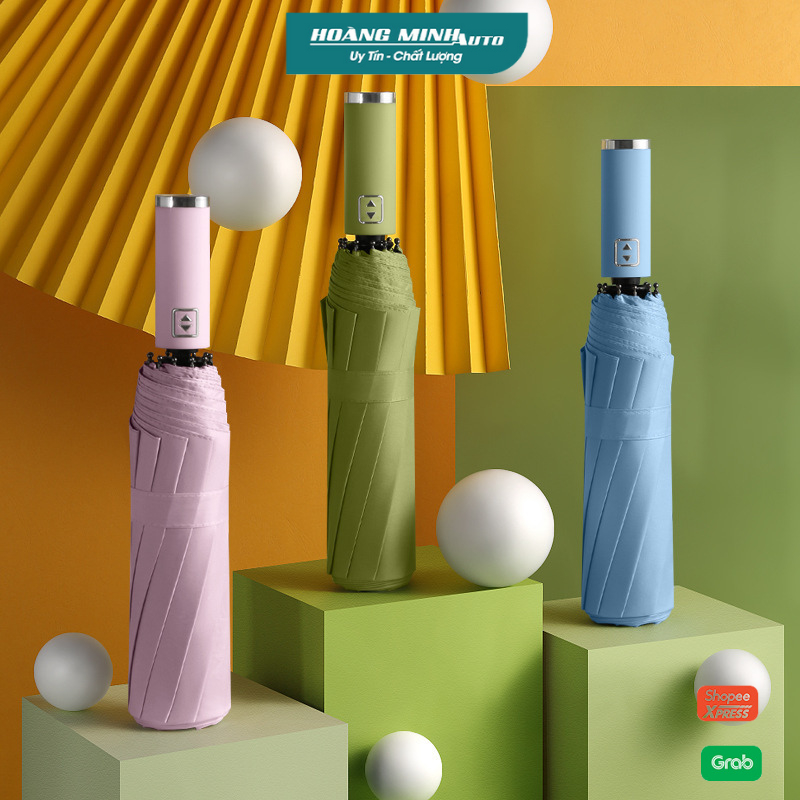 Ô dù che mưa che nắng 10 nan thép chắc chắn, Ô che mưa gấp gọn tự động ...