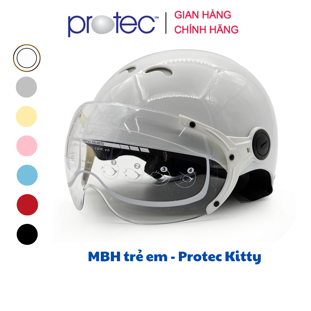 Nón bảo hiểm nửa đầu trẻ em có kính Protec Kitty nhiều màu sắc, gọn nhẹ ...