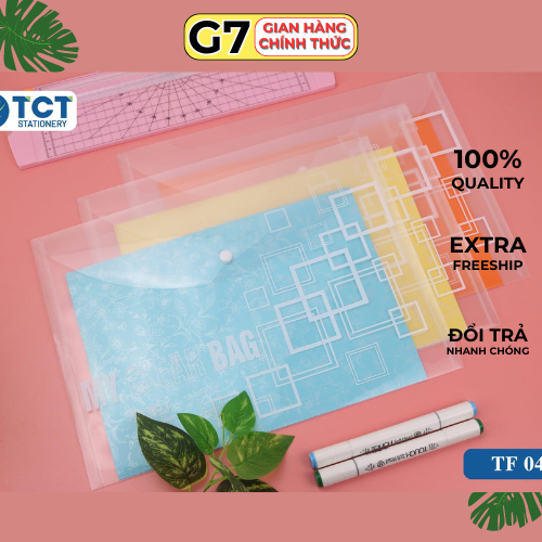 Túi clear đựng tài liệu hàng cao cấp TCT siêu dày đẹp TF04, túi khuy ...