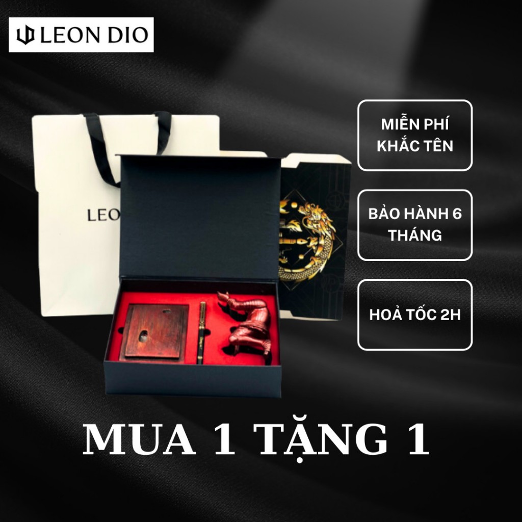 Set Quà Tặng Gồm Bút Ký Cao Cấp Leon Dio (Tùy chọn) & Tượng Đỡ Bút Leon Dio - Quà Tặng Sếp, Đồng ...