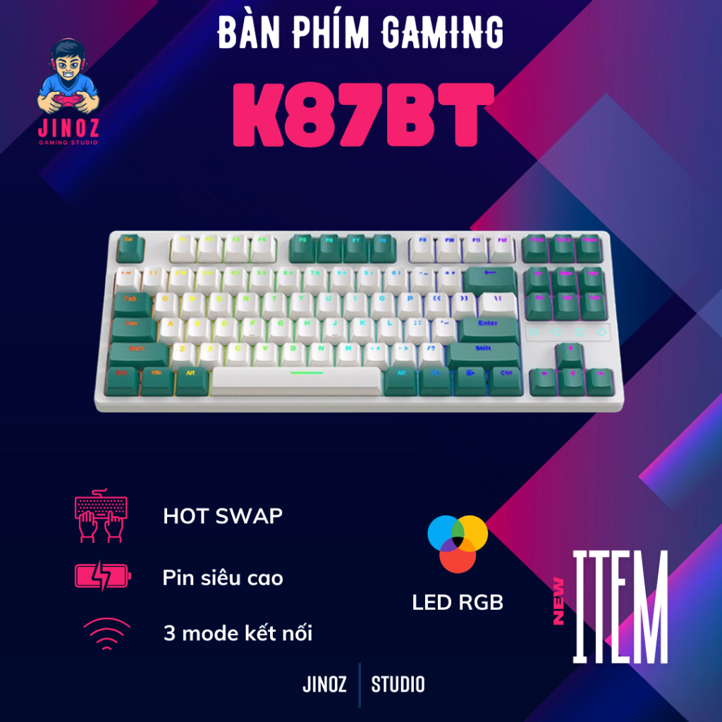 Bàn Phím Cơ Không Dây Bluetooth Cao Cấp K87BT SUPER PRO Có Hotswap LED ...