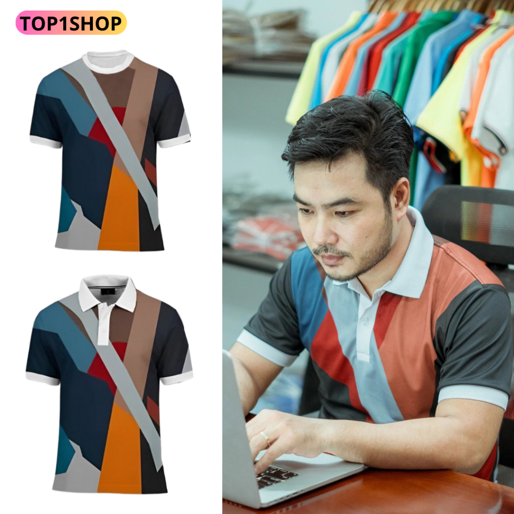 Áo Thun Thiết Kế Theo Phong Cách Hiện Đại Phối Nhiều Màu, Chất Thun Lạnh In 3D Cổ Tròn Và PoLo ...
