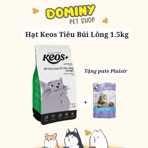 Thức Ăn Hạt Cho Mèo Keos Mèo Trưởng Thành – Hỗ Trợ Loại Bỏ Búi Lông – Cá Ngừ 1kg5 / 350g ...