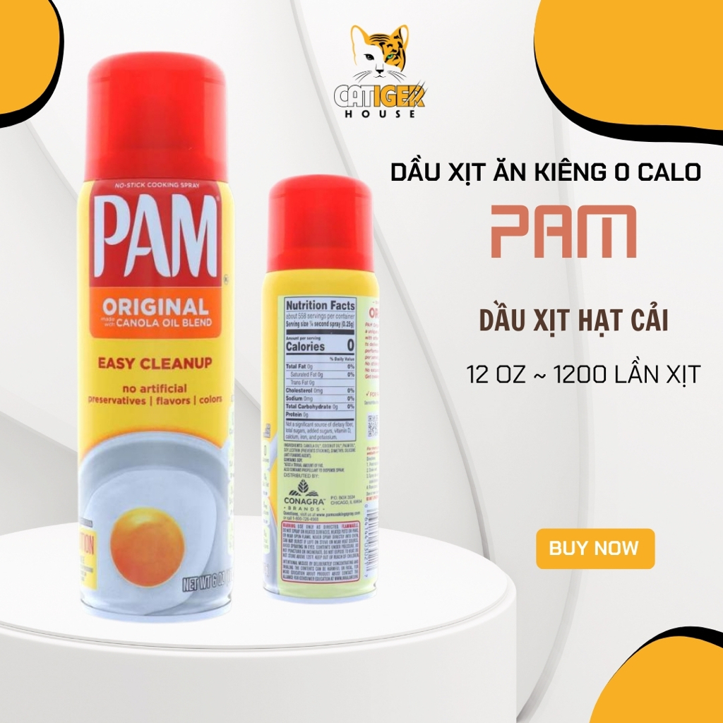 (DATE T8/2025 )1 chai PAM Original 12 oz - 1 chai Dầu Xịt ăn kiêng Pam ...