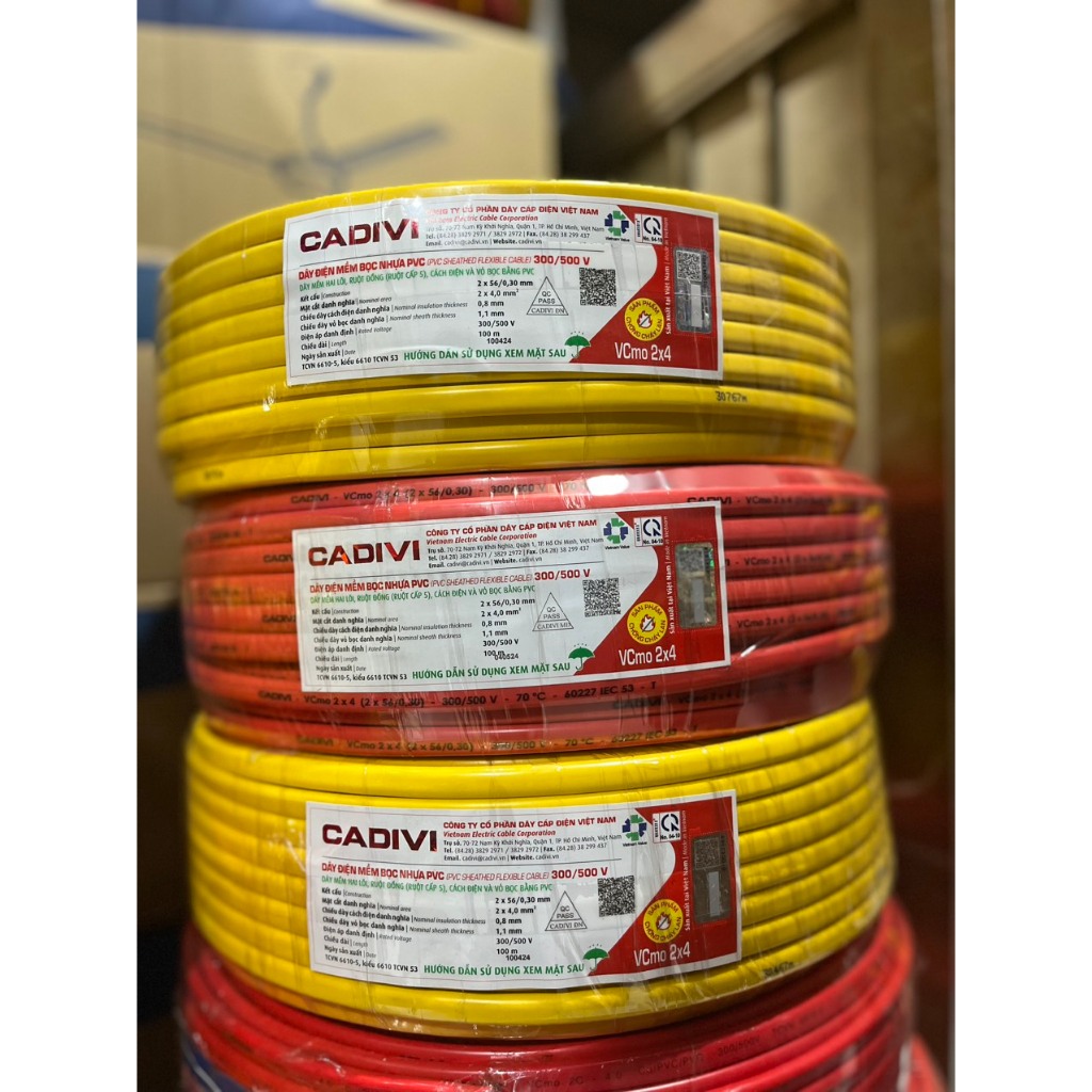 [Hỏa Tốc] Dây Điện Đôi Bọc Dẹp CADIVI VCmo 2 x 4.0 cuộn 100m - Lõi đồng ...
