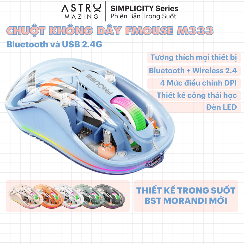 [FMouse M333] Chuột không dây bluetooth & 2.4G USB hỗ trợ mọi thiết bị ...