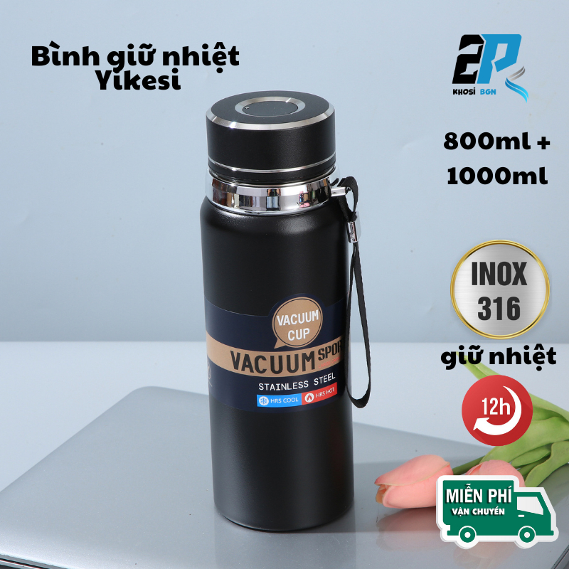 Bình giữ nhiệt inox 316 800ml 1000ml có khay lọc trà lọc đá và dây đeo tiện lợi giữ nhiệt 12h ...