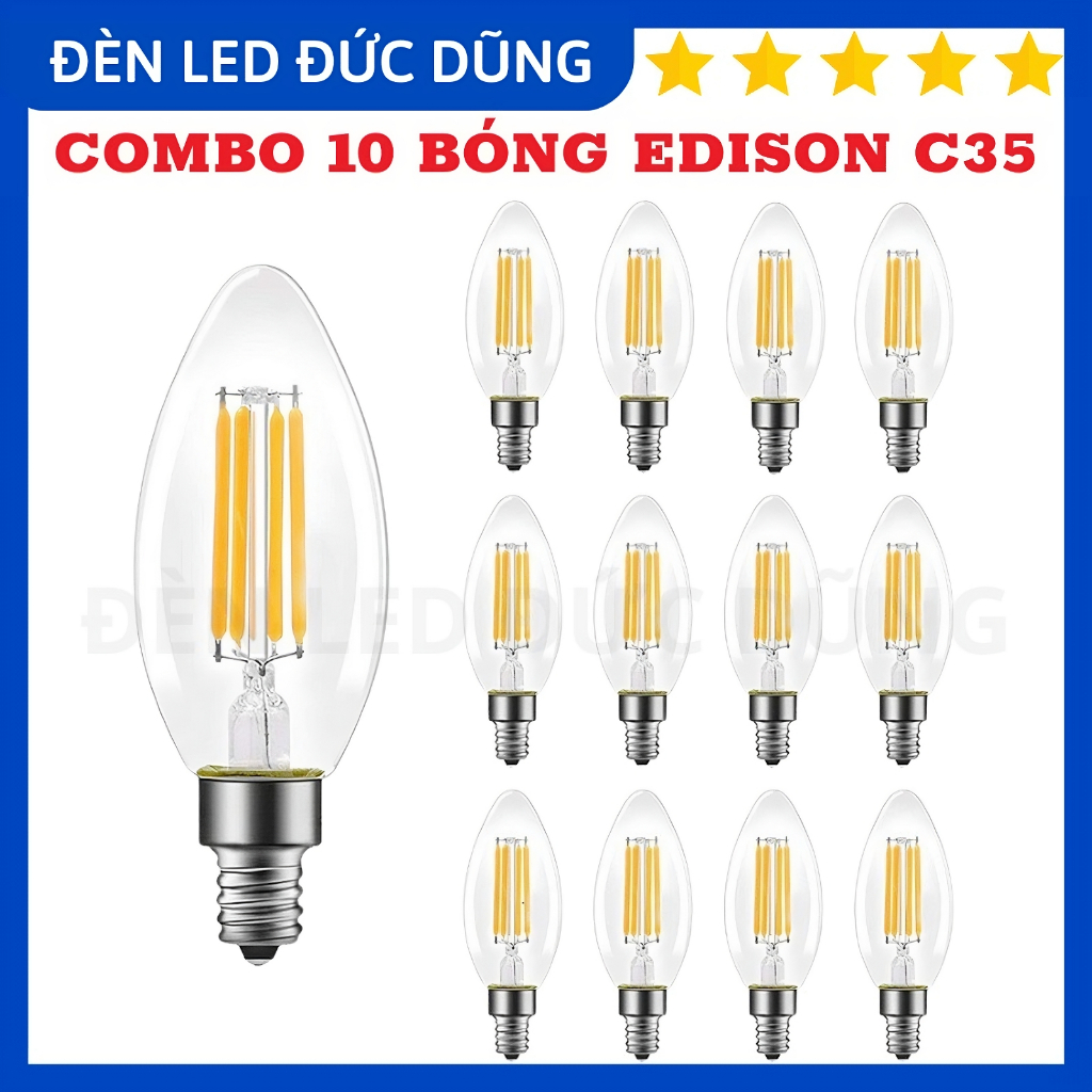 COMBO 10 BÓNG LED EDISON C35 4W ĐUI E14-E27 (BẢO HÀNH 1 NĂM) | Shopee ...
