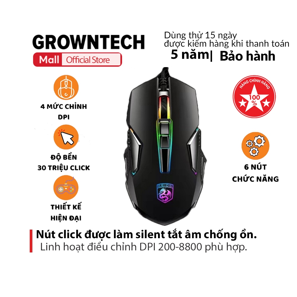 Chuột máy tính gaming Deiog G10 Marco silent LED RGB 4000 dpi cho máy ...