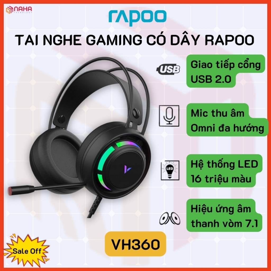 Tai nghe gaming có dây Rapoo VH360 âm thanh vòm chính hãng | Shopee ...