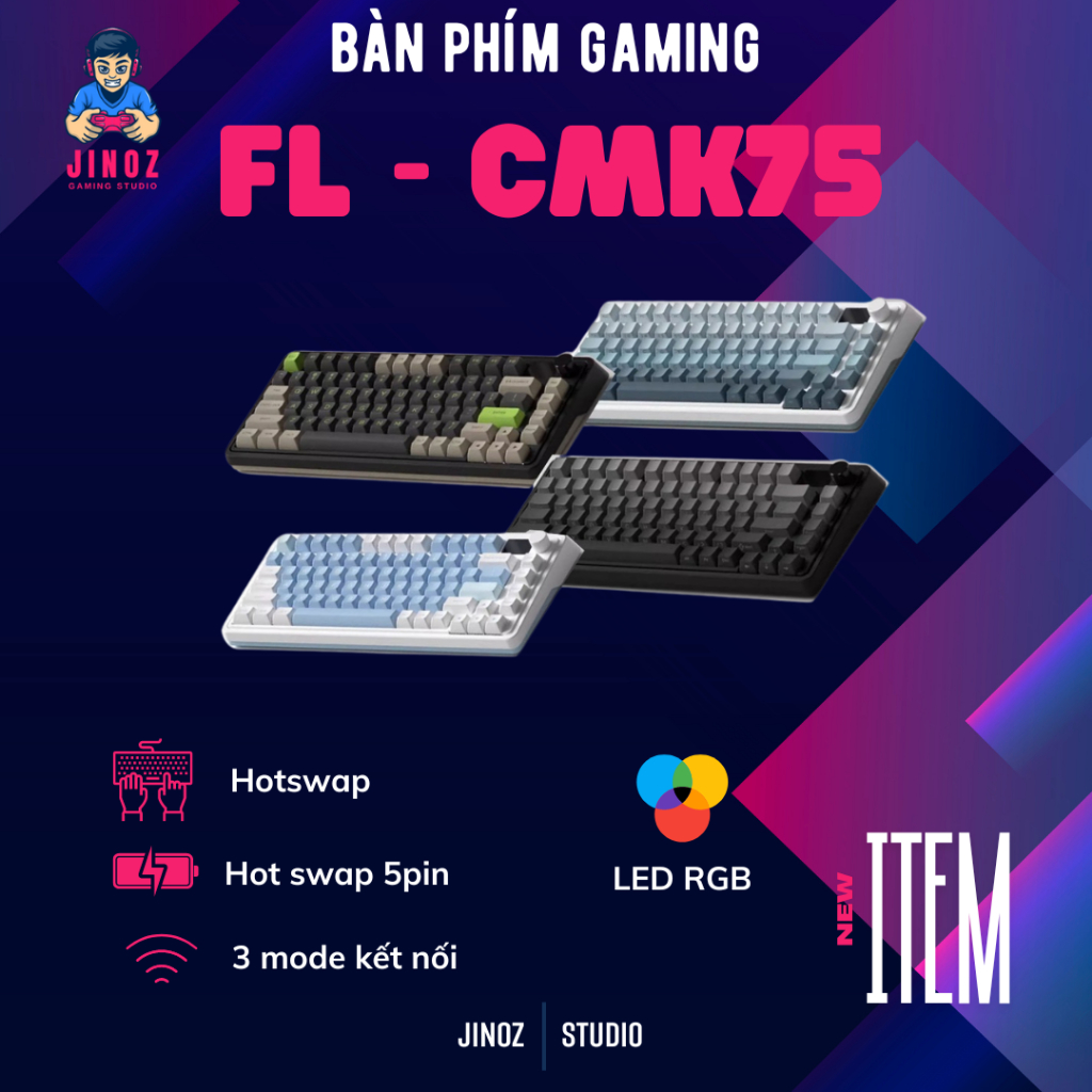 (Sẵn) Bàn Phím Cơ CMK75 FL-Esports | MẠCH XUÔI - 3 MODE - MÀN HÌNH LCD ...