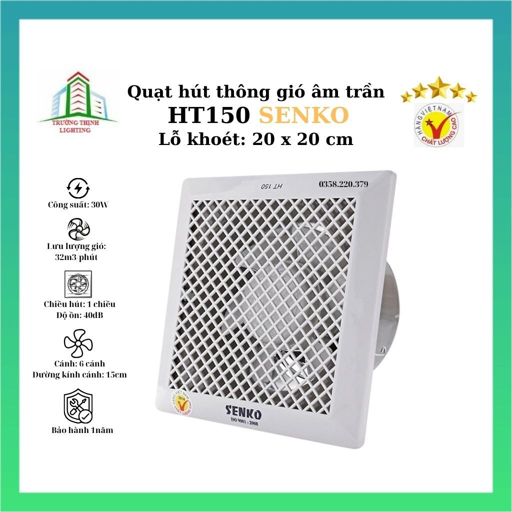 Quạt hút thông gió âm trần Senko HT150 - Hàng chính hãng | Shopee Việt Nam