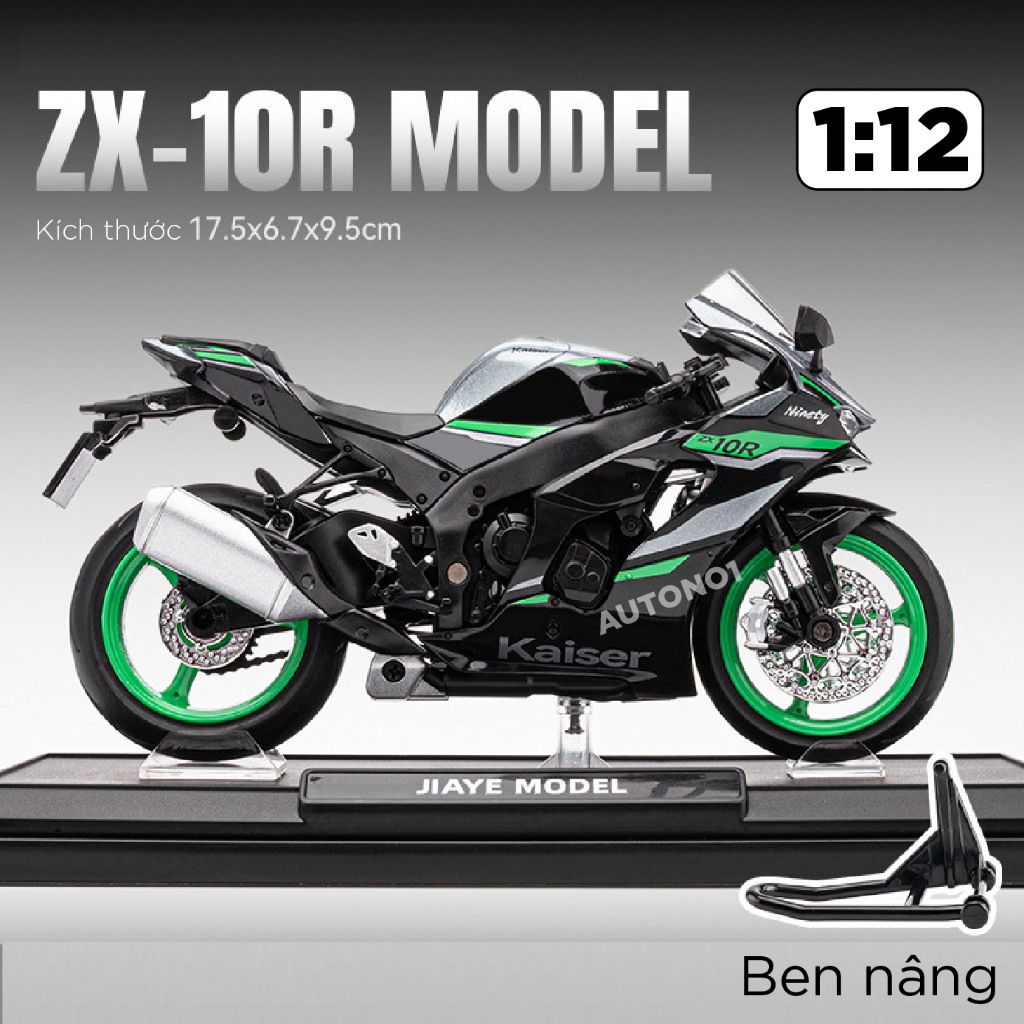 Mô hình xe Kawasaki Ninja ZX-10R tỉ lệ 1:12 Jiaye Model MT086 MT060 ...