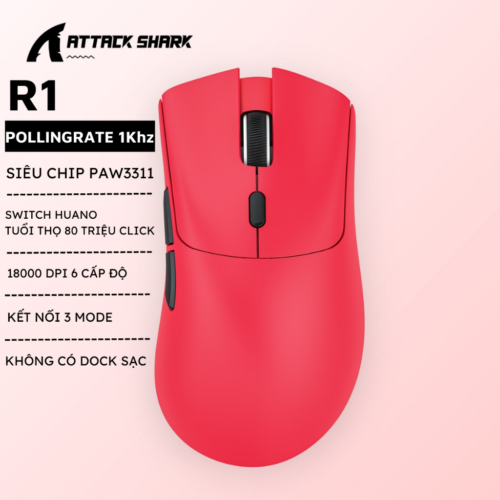 Chuột Không Dây Bluetooth Chip PAW3311 Attack Shark R1 18000DPI 3 Mode ...
