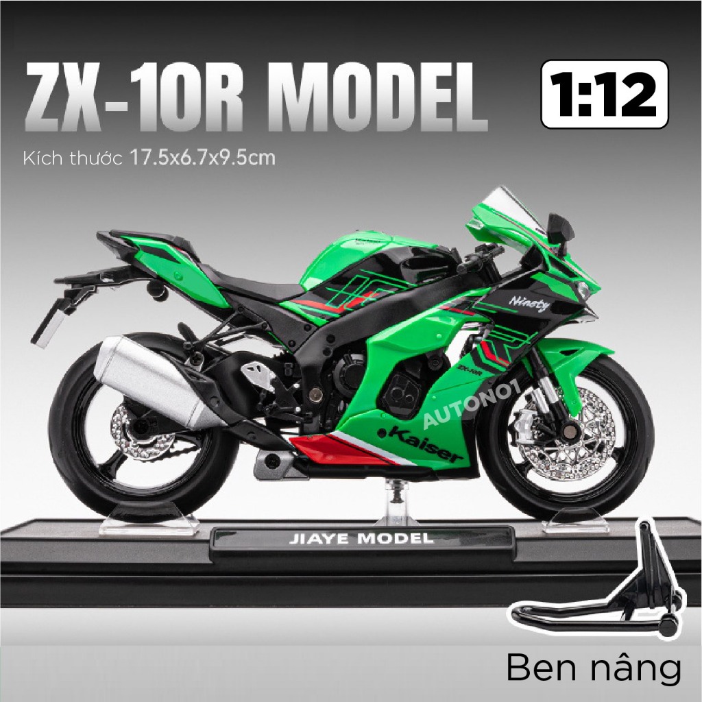 Mô hình xe Kawasaki Ninja ZX-10R tỉ lệ 1:12 Jiaye Model MT086 MT060 ...