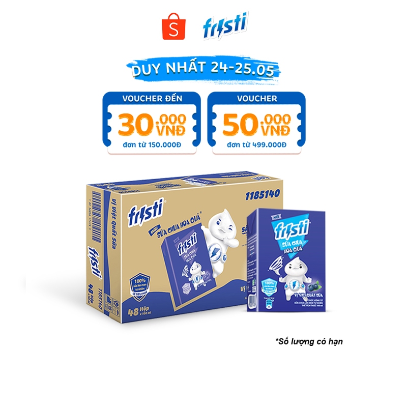 Thùng 48 Hộp Thức Uống Từ Sữa Chua Lên Men Tự Nhiên Fristi Vị Việt Quất ...