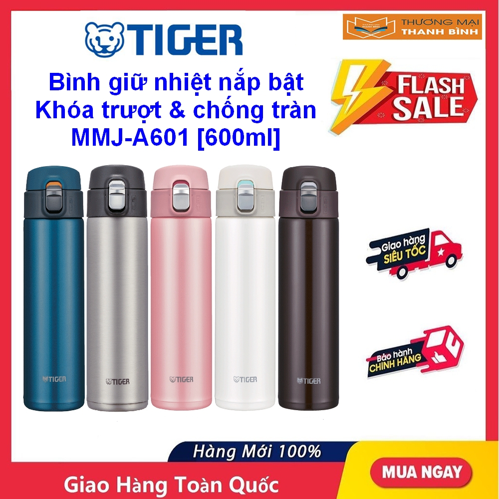 Bình Giữ Nhiệt Lưỡng Tính Tiger, nắp bật, khóa trượt, chống tràn 600ml MMJ-A601 | Shopee Việt Nam