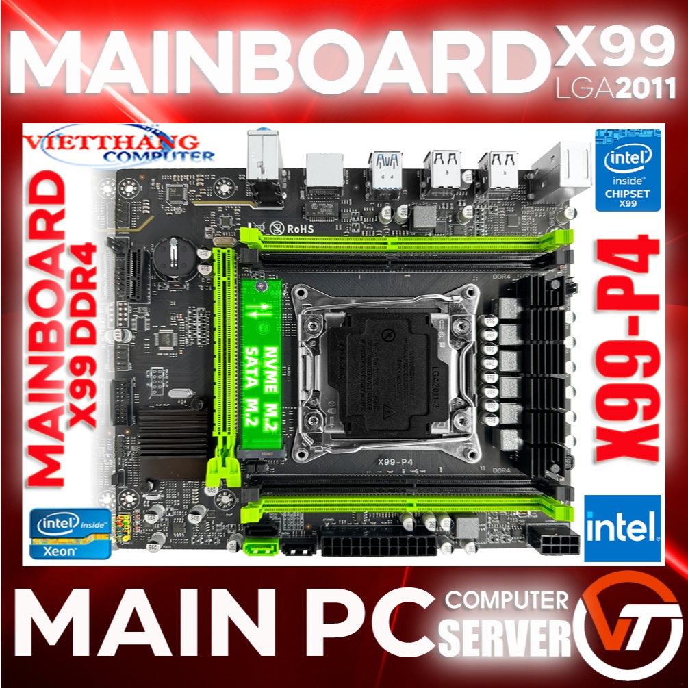 Combo X99 DDR4 Chạy giả lập - Main X99-P4 DDR4 OEM + CPU Xeon E5 2630v3 ...