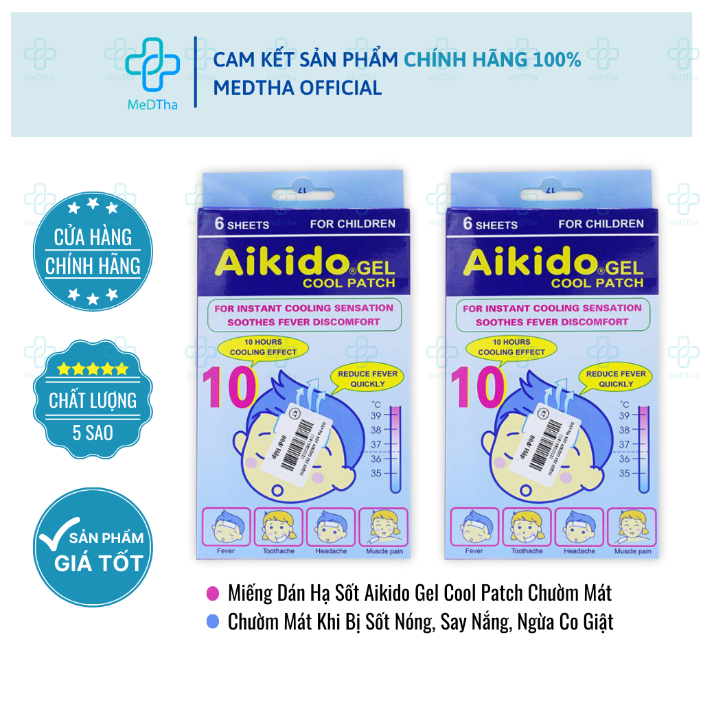 Miếng Dán Hạ Sốt Aikido Gel Cool Patch Chườm Mát Khi Bị Sốt Nóng, Say ...