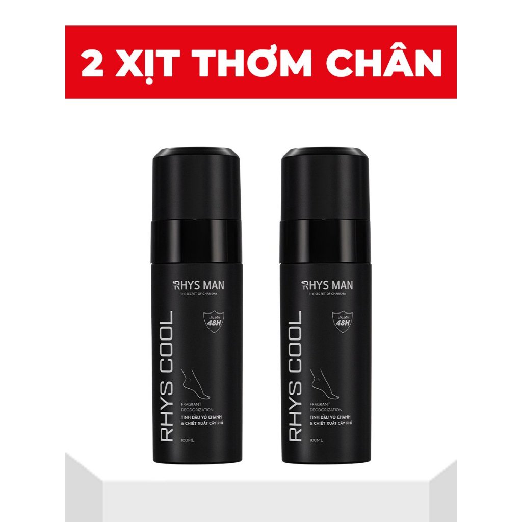Xịt khử mùi chân 48h RHYS MAN tinh dầu vỏ chanh kiểm soát mùi và ngăn ...
