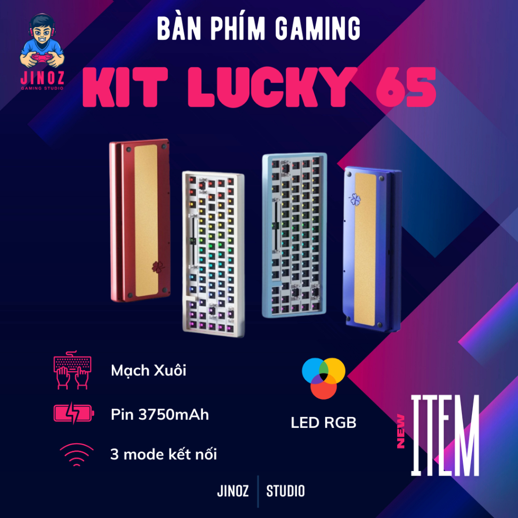Bàn phím cơ Lucky65 | Case nhôm CNC | Led RGB | Không dây 3 Modes| Mạch ...