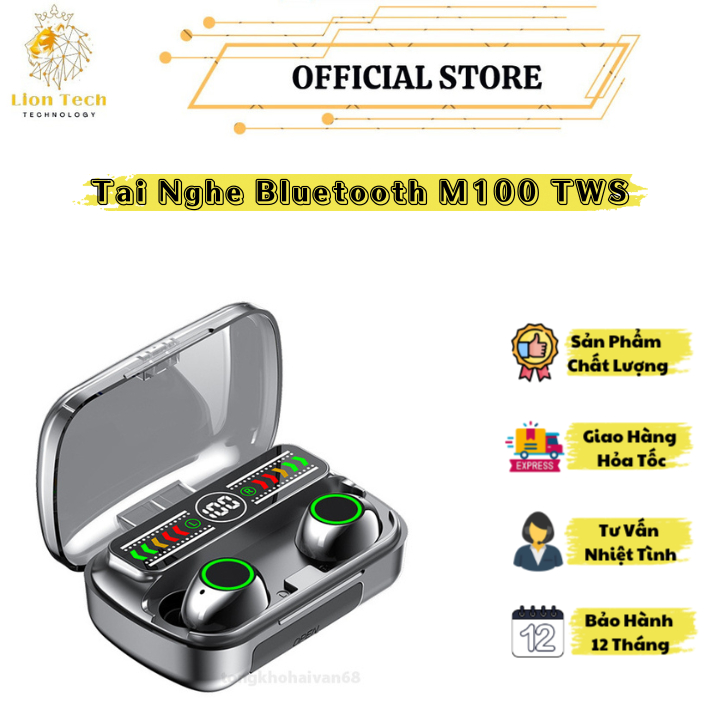 Tai Nghe Bluetooth Không Dây M100. Bluetooth 5.3, Pin Trâu, Bass Căng ...