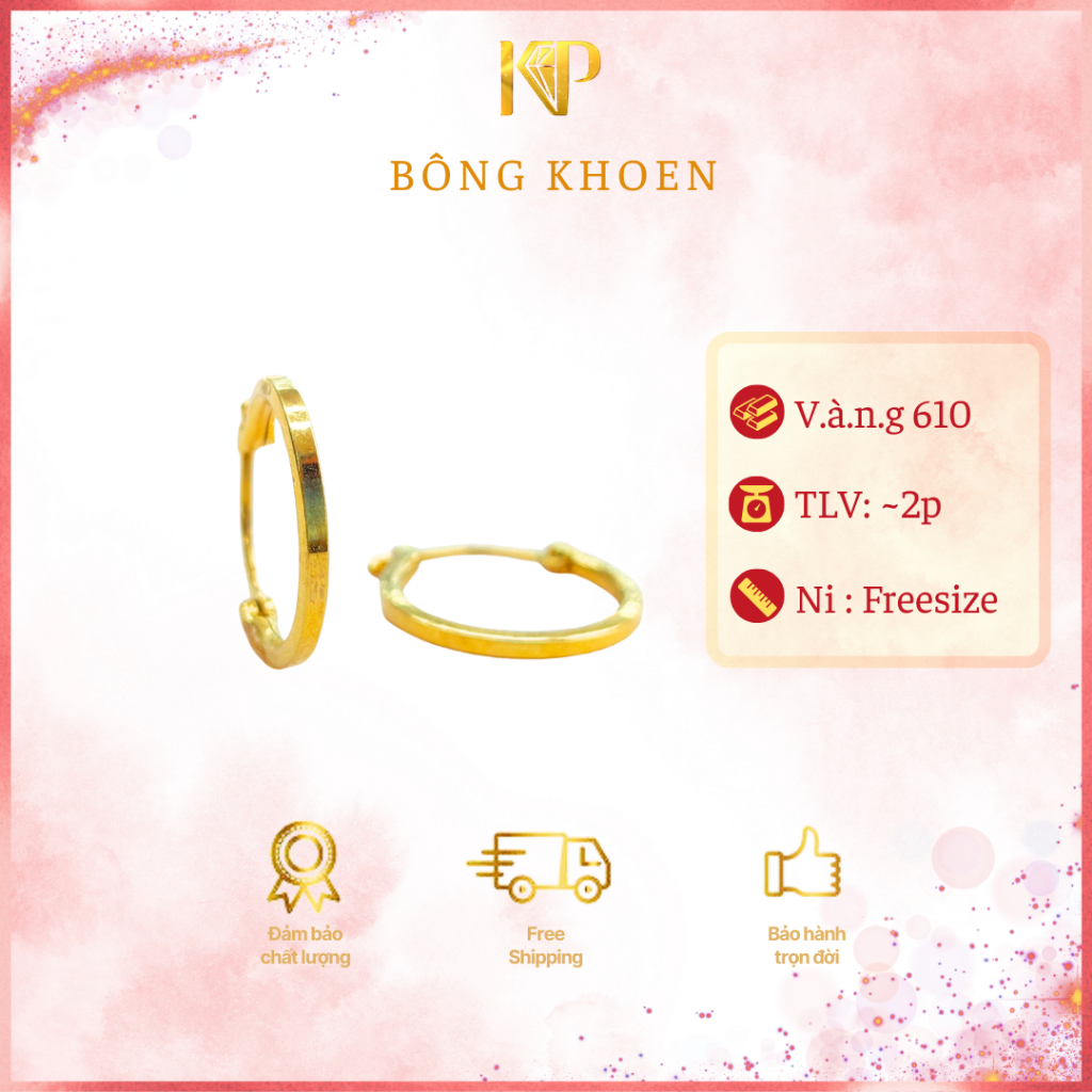 Bông Tai Khoen Tròn Vàng 610 KIM PHÁT | Shopee Việt Nam