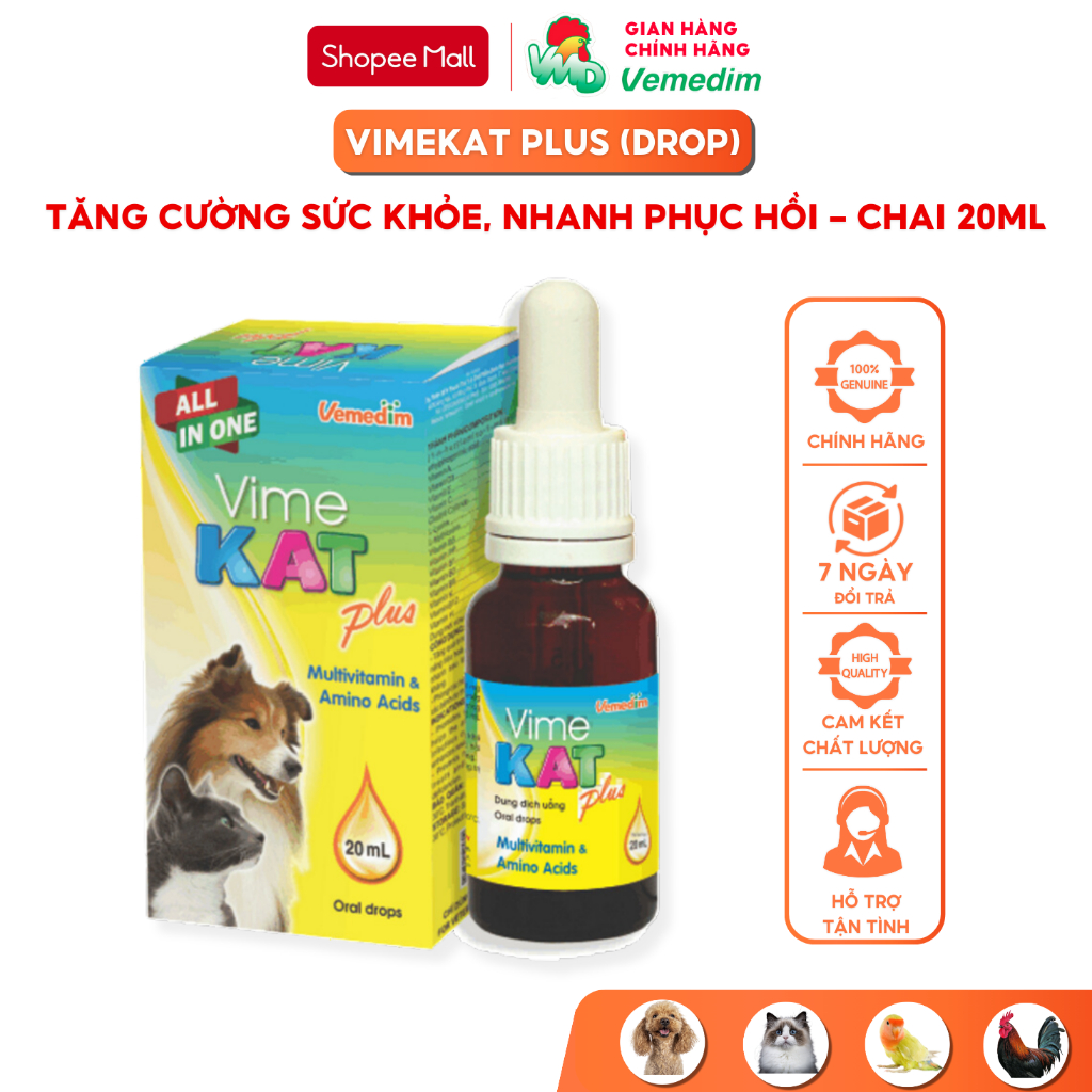 Vemedim Vimekat plus cung cấp vitamin và amino acid cho chó, mèo, chim ...