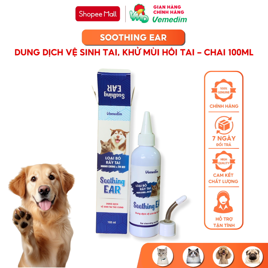 Vemedim Soothing ear dung dịch vệ sinh tai chó, mèo, chai 100ml ...