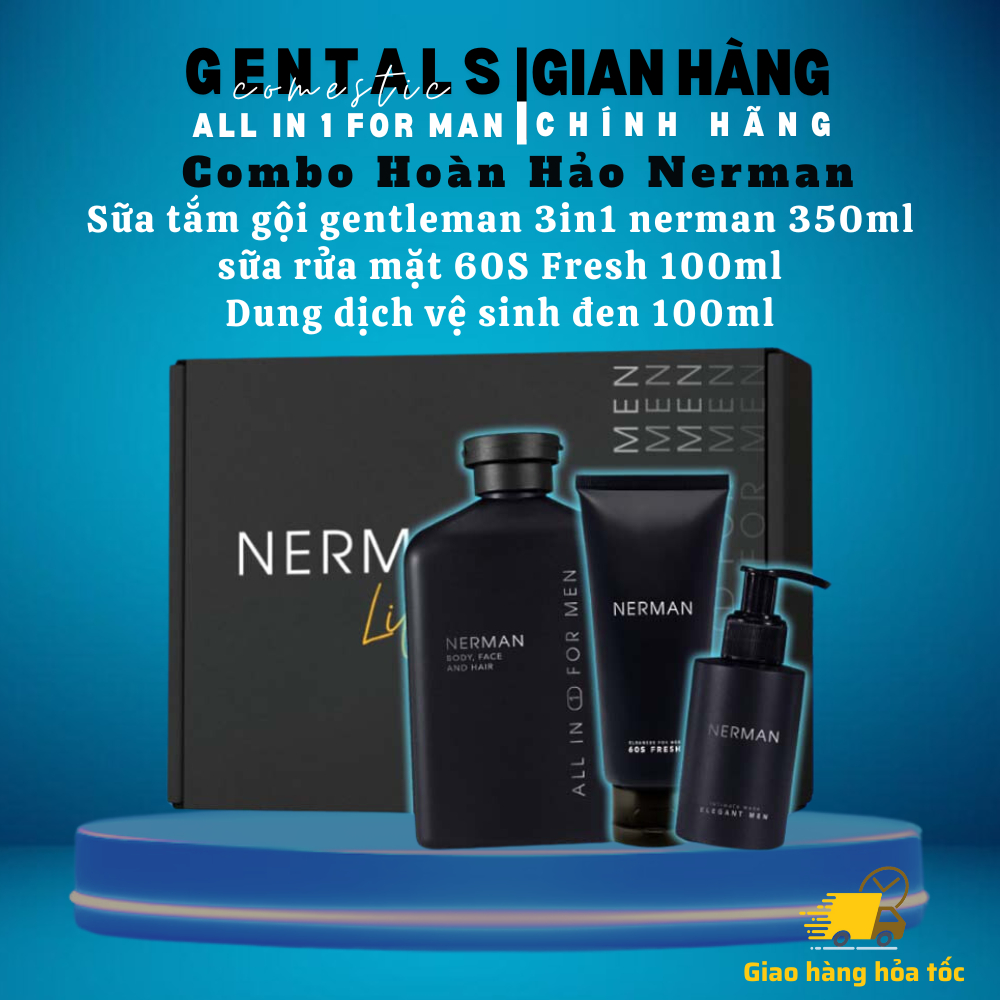 Combo hoàn hảo nerman - Sữa tắm gội 3in1 - Dung dịch vệ sinh nam - Sữa ...