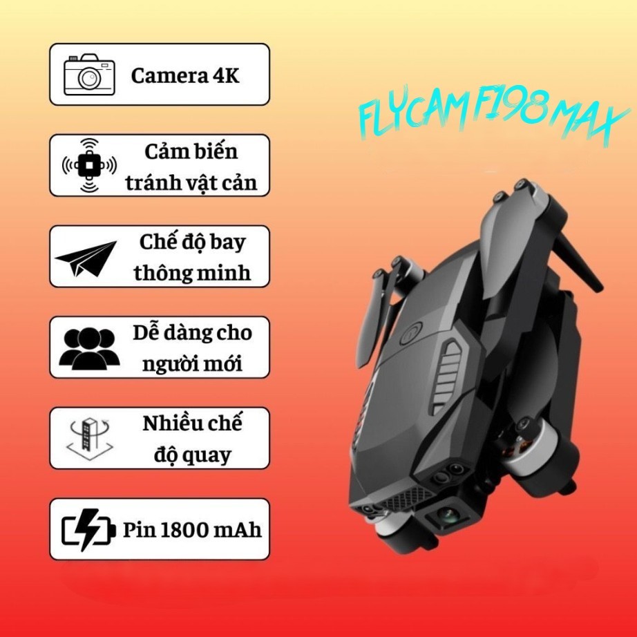Flycam F198 MAX camera kép 4K, động cơ không chổi than, tạo MV cho ...