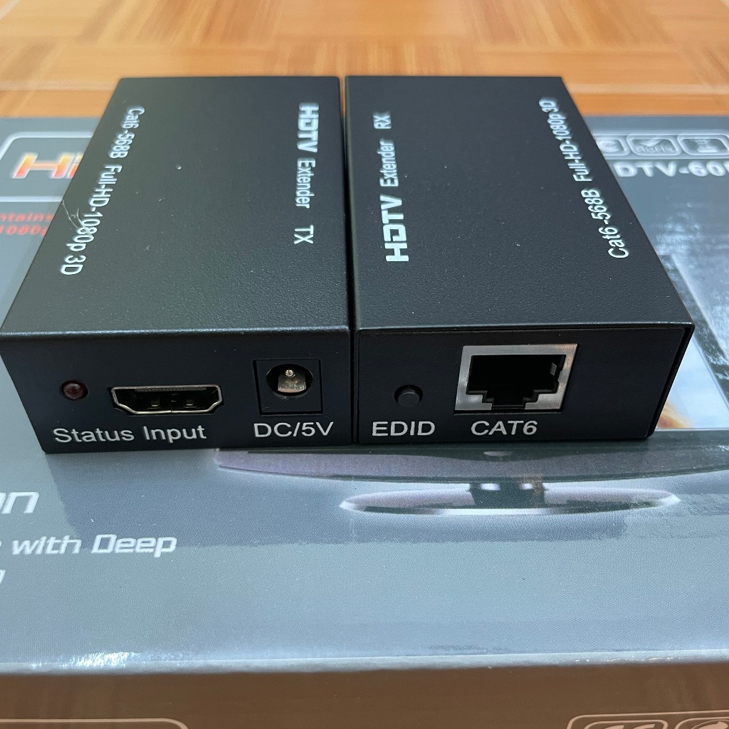 Hộp 2 chiếc HDMI To LAN, HDMI to RJ45, HDMI kéo dài 60m có nguồn phụ ...