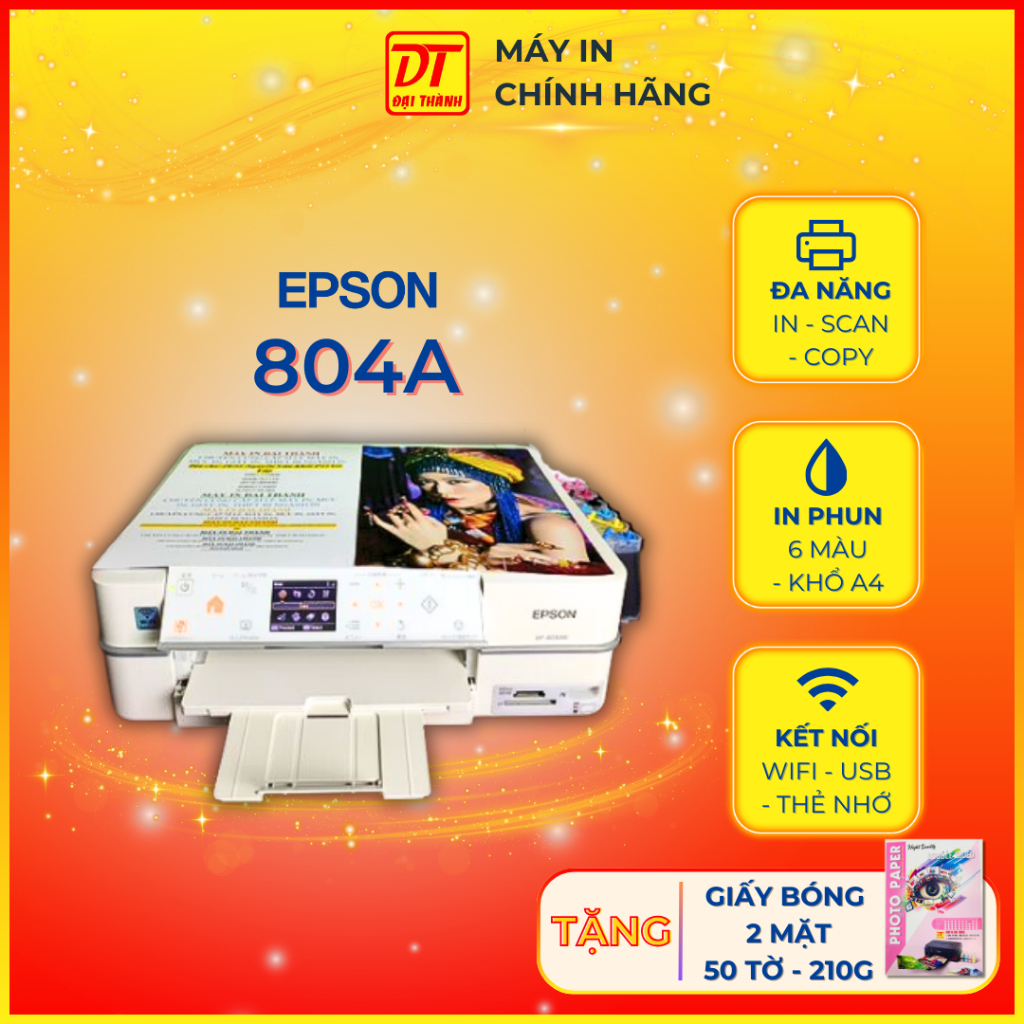 Máy in Epson 804A in phun 6 màu, chuyên in ảnh lấy liền, mới 95% - TẶNG ...