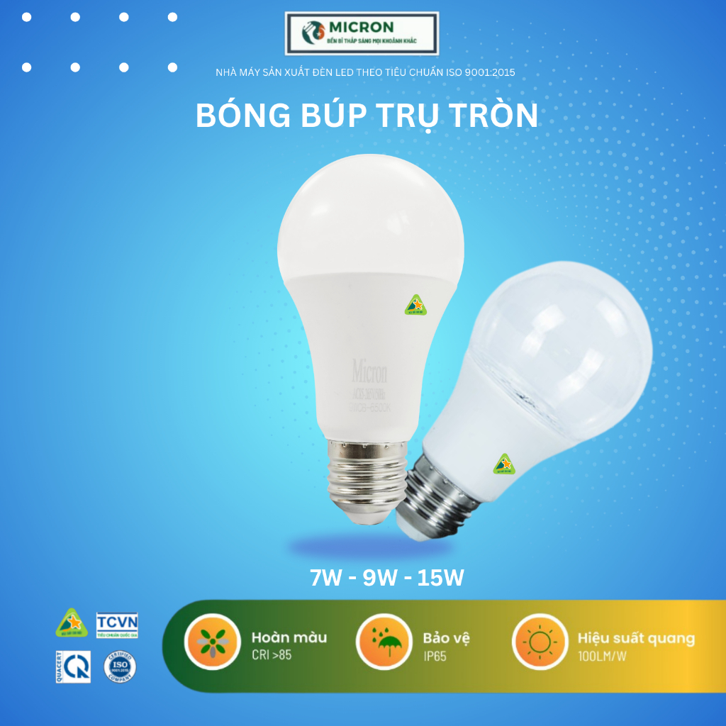 Đèn LED Bulb Micron Tròn - Búp Trụ Nhôm Tròn - Công suất 7W-15W ...