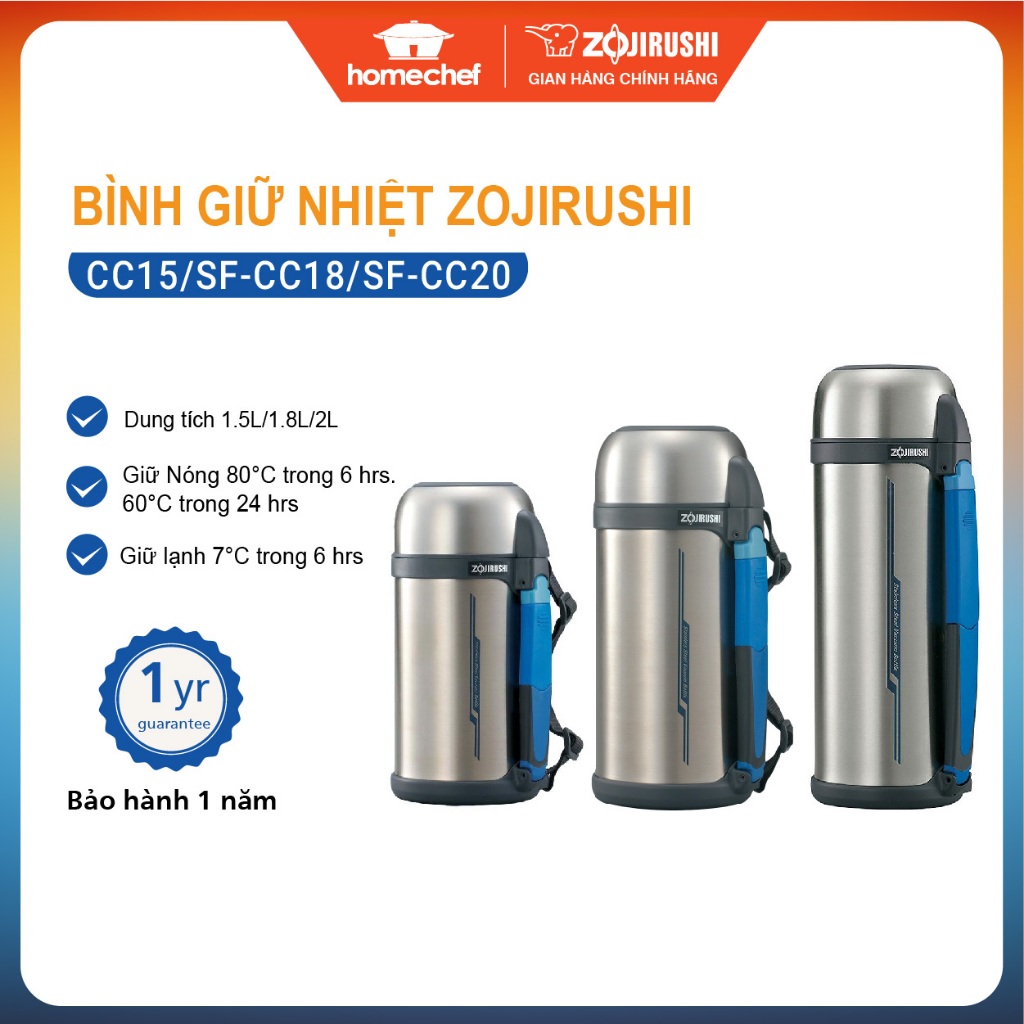Bình giữ nhiệt nóng lạnh Zojirushi SF-CC15/18/20-XA, 1.5L/1.8L/2L, sản xuất tại Thái, bảo hành 1 ...