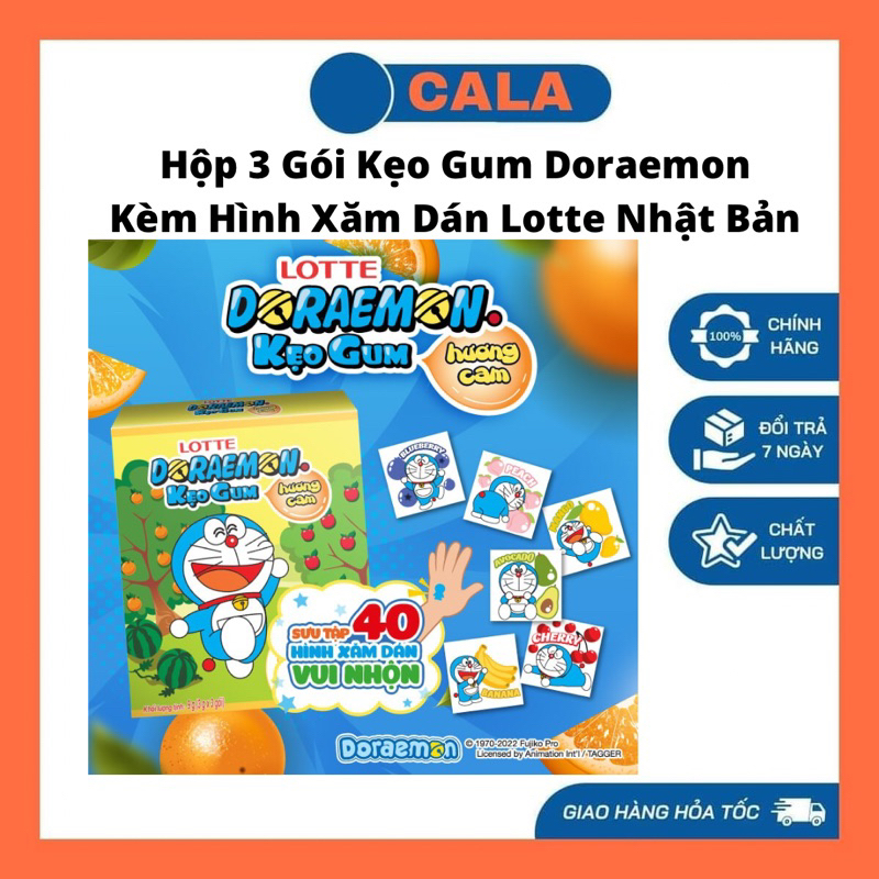 Hộp 3 Gói Kẹo Gum Doraemon Kèm Hình Xăm Dán Lotte Nhật Bản | Shopee ...