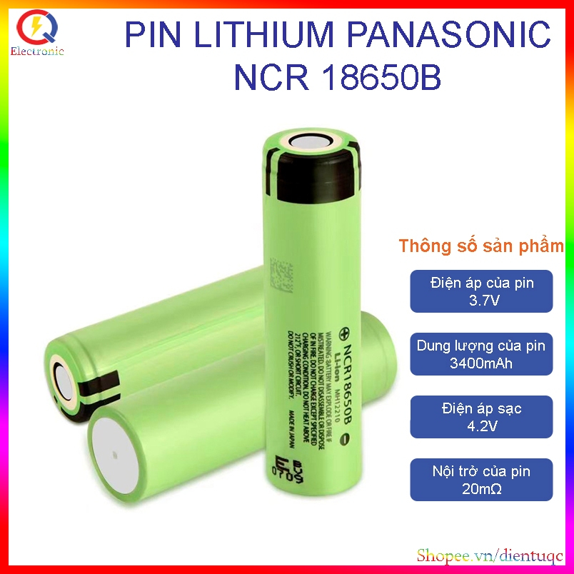 Pin lithium Panasonic NCR 18650B 3400mAh dung lượng lớn | Shopee Việt Nam