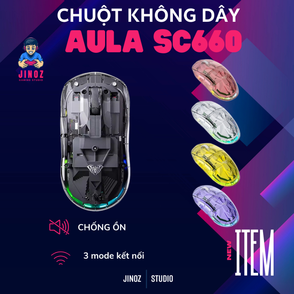 Chuột chơi Game AULA SC660 Không dây 2.4G / bluetooth / Đèn nền có dây ...