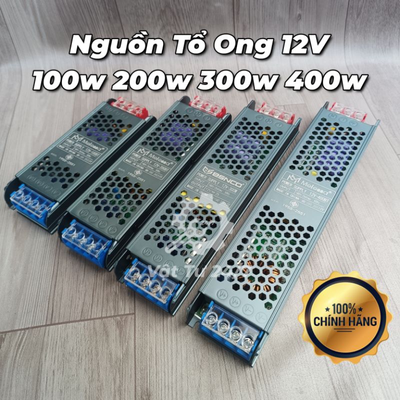 Nguồn Tổ Ong Dẹp 12V 100w 8A 200w 16A 300w 25A 400w 33A Dùng Cho Dây Led 12V DC Tăng phô Vỏ Nhôm ...