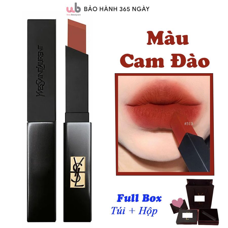 Son thỏi lì YSL 313 Velvet Radical màu cam đào siêu đẹp,đầy đủ Túi ...