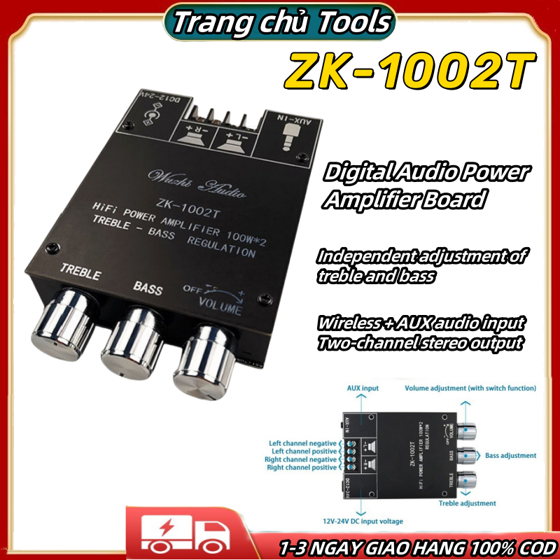 ZK-1002T HIFI 2.0 Channel 100Wx2 Amplifier Board Stereo Subwoofer ...
